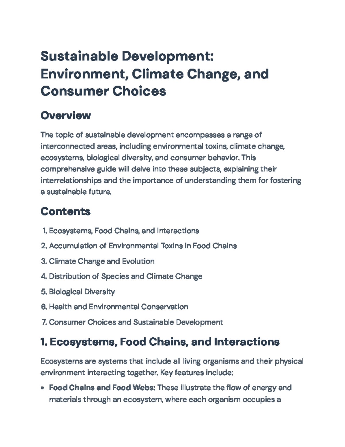 Sustainable Development Overview: Environment, Climate Change ...