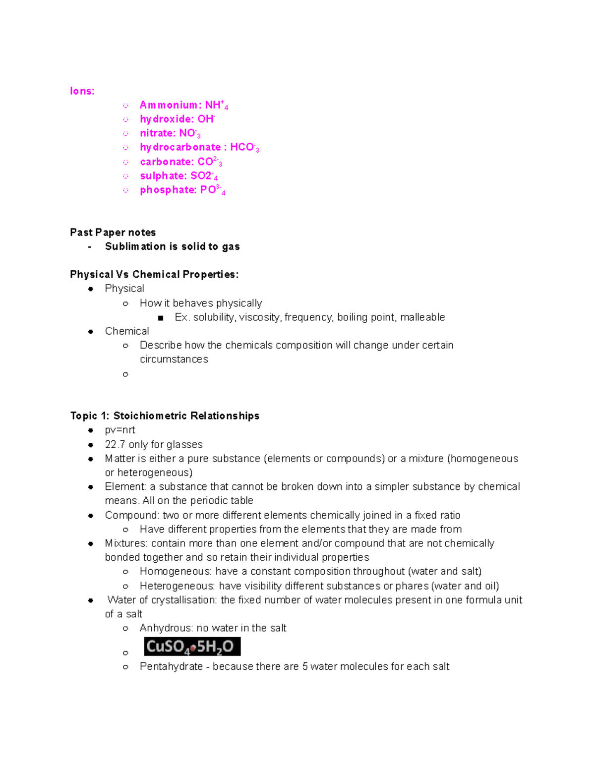 Chemistry SL Full Notes: Ions, Stoichiometry, Atomic Structure & More ...