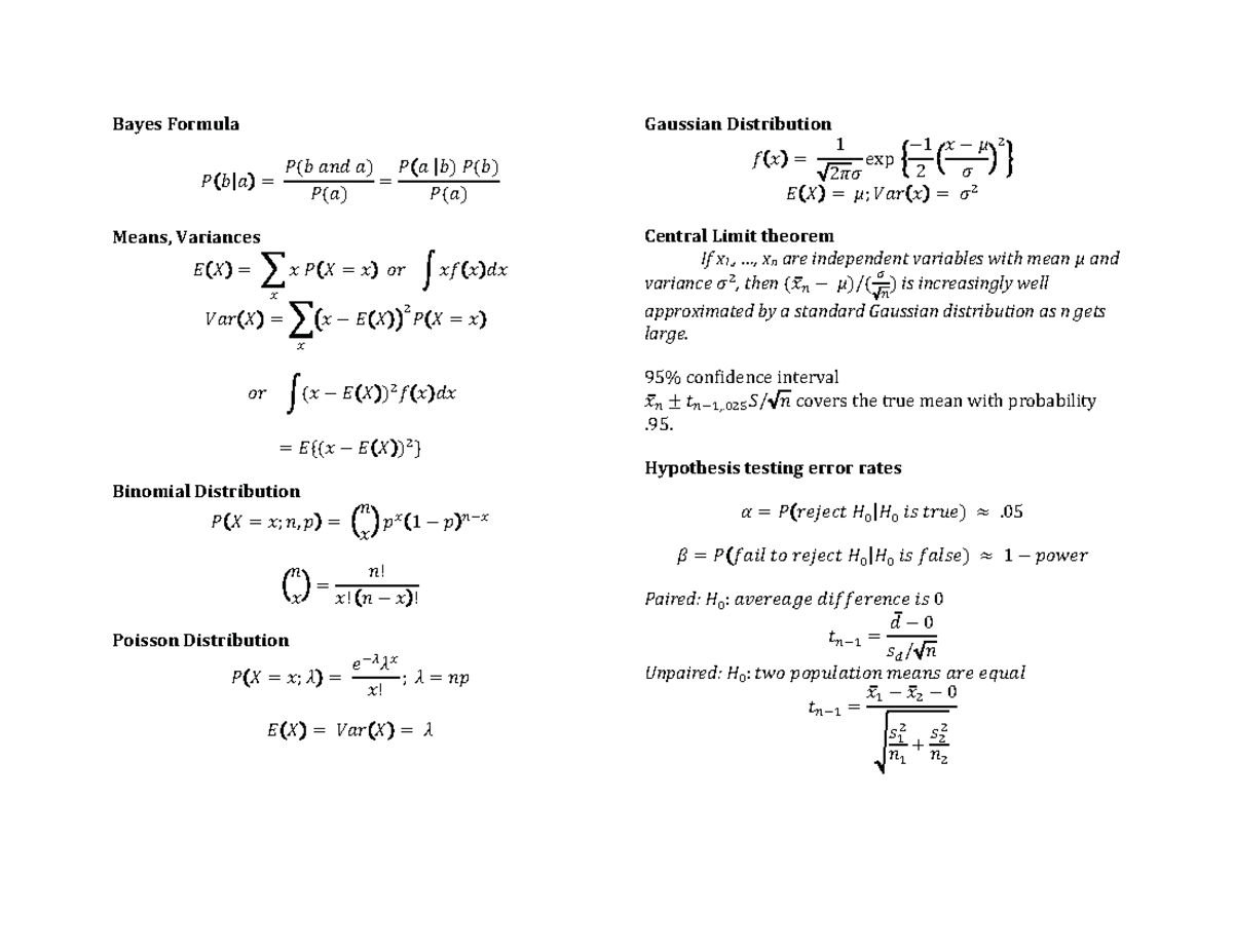 Formula - .., Xn are independent variables with mean and or variance o2 ...