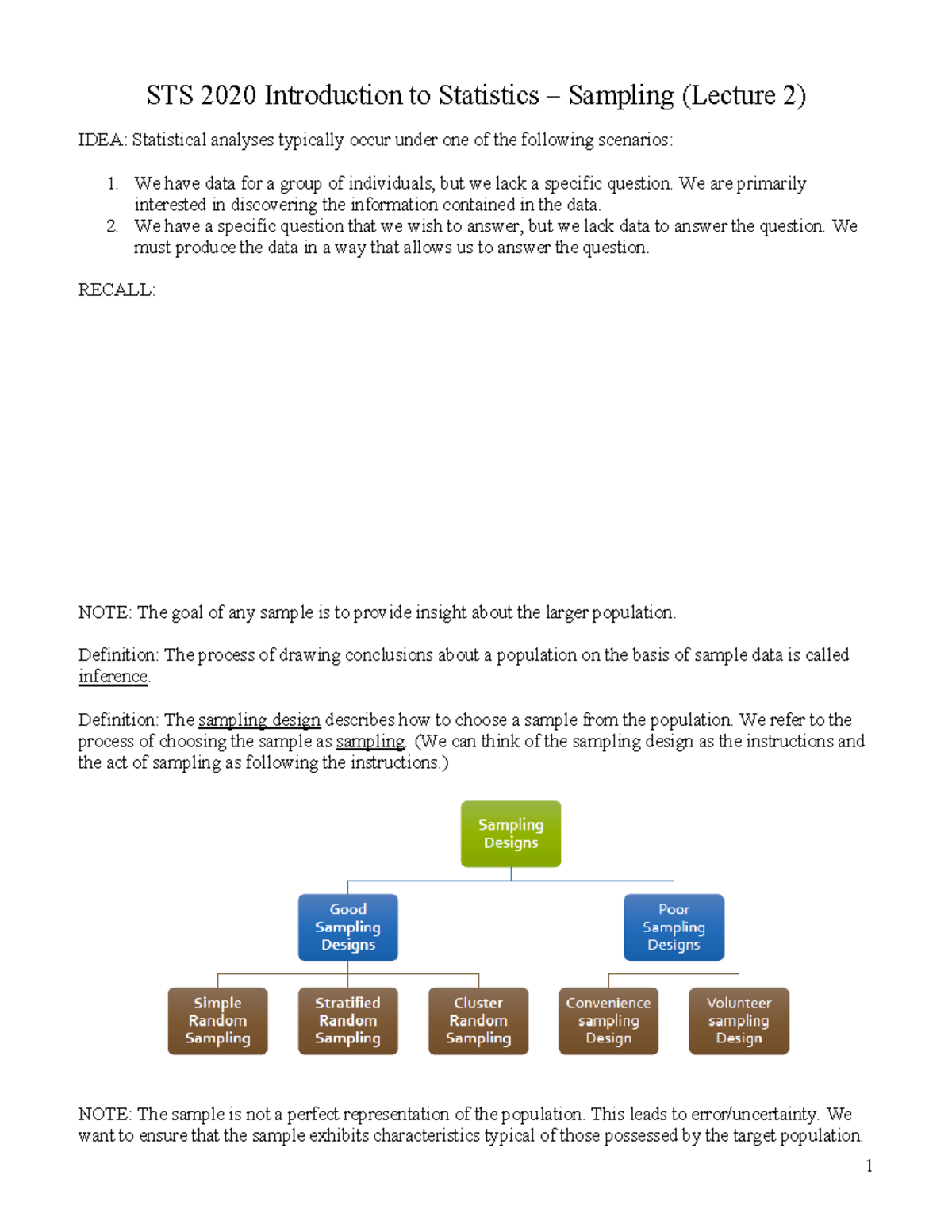 STS 2020 Introduction to Statistics: Sampling Methods & Bias Analysis ...