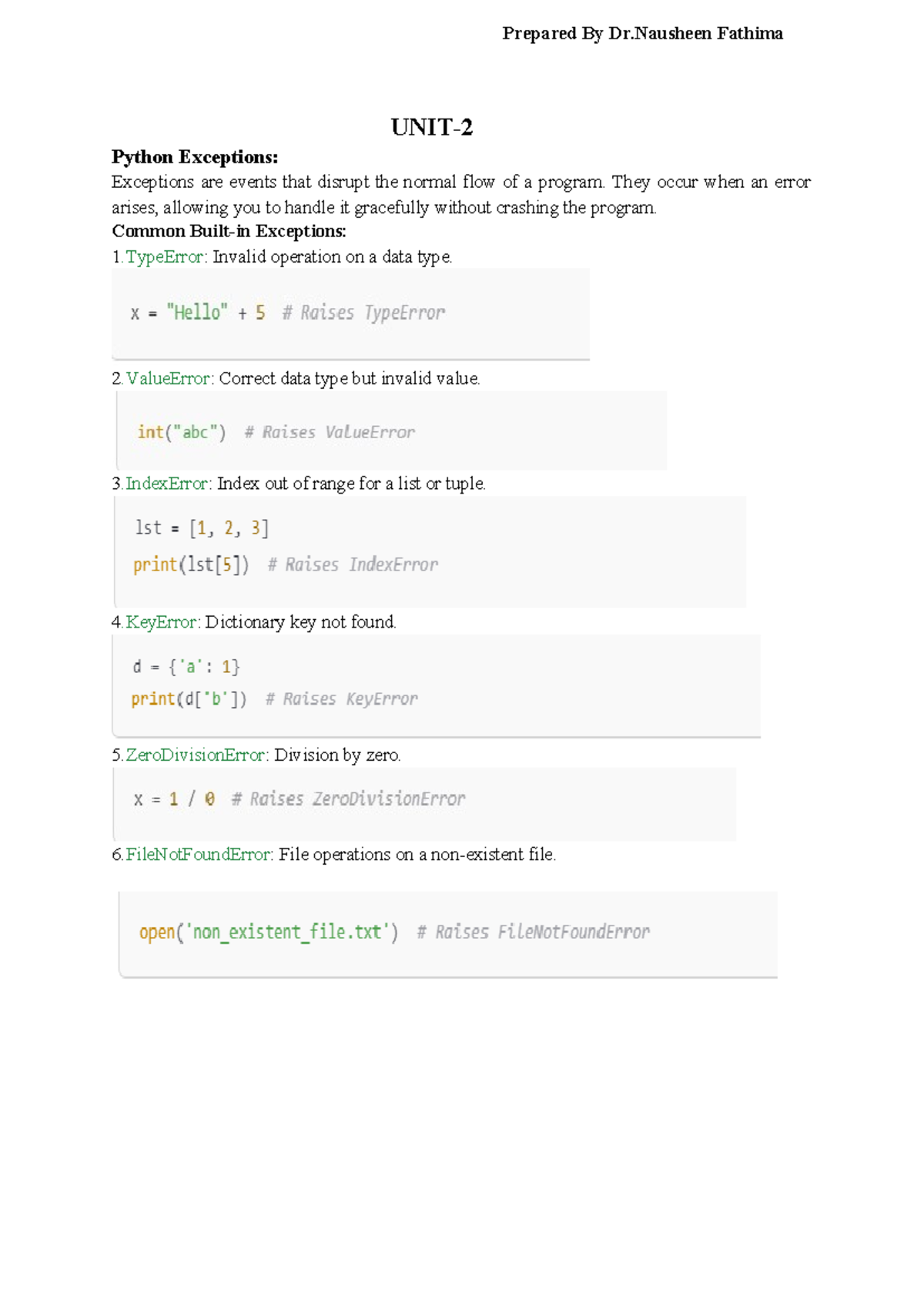 Functional Programming Unit 2: Handling Exceptions, File I/O & Iteration - Studocu