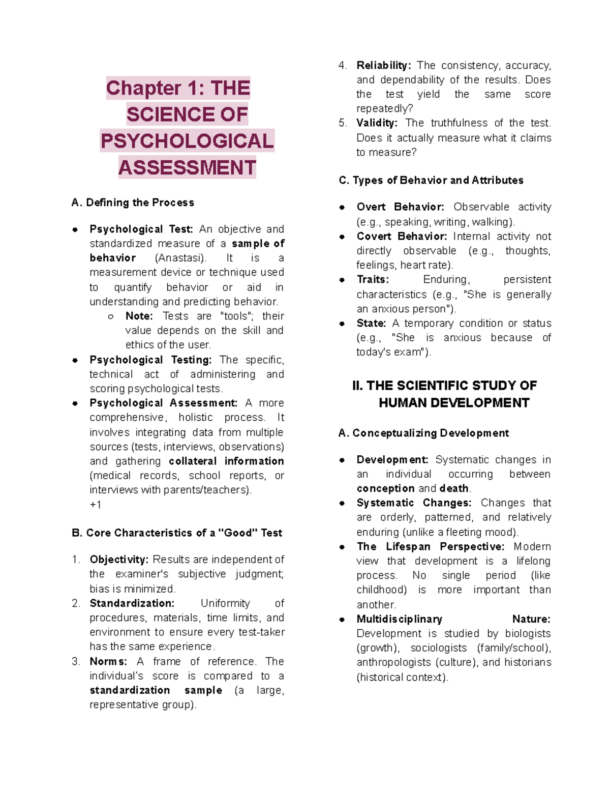Psychological Assessment: Chapter 1 Overview and Key Concepts - Studocu