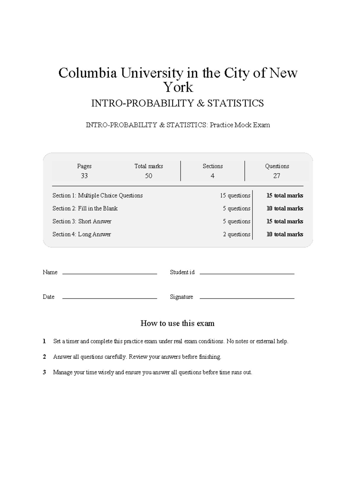WN4150 STATISTICS: Practice Mock Exam 2026 - Studocu