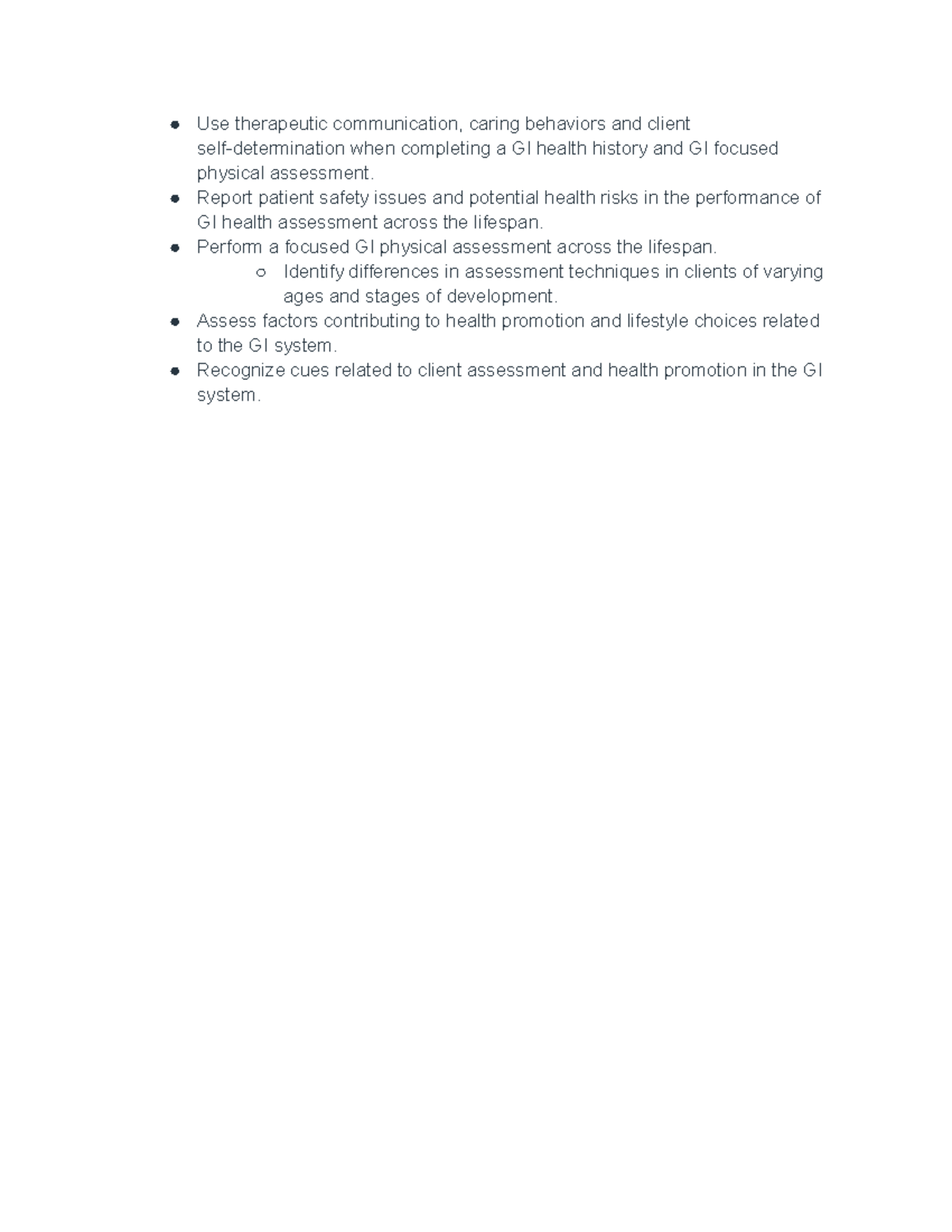 GI Health Assessment Techniques and Safety Considerations - Use ...