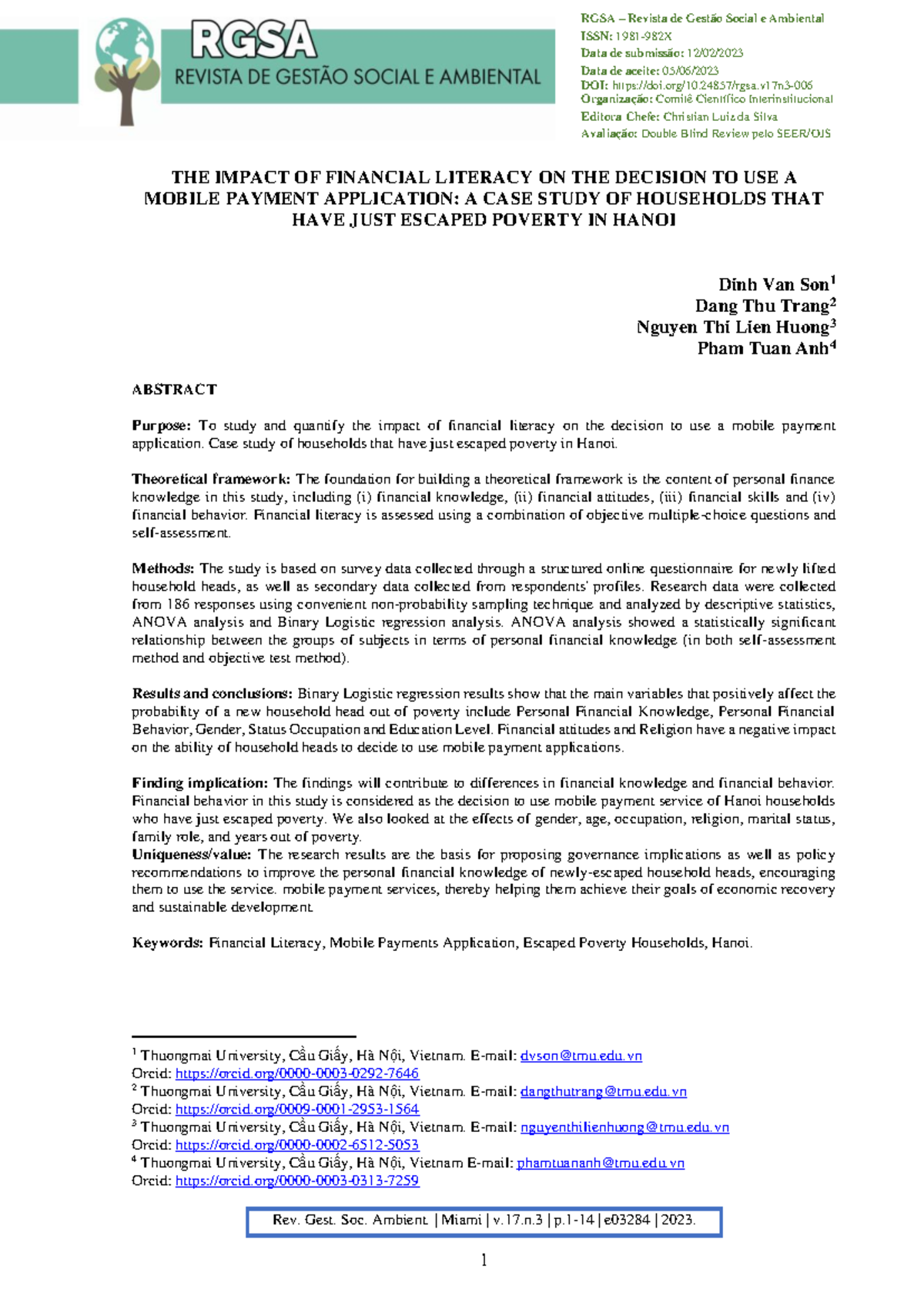 RGSA Case Study: Financial Literacy's Impact on Mobile Payment Use in ...