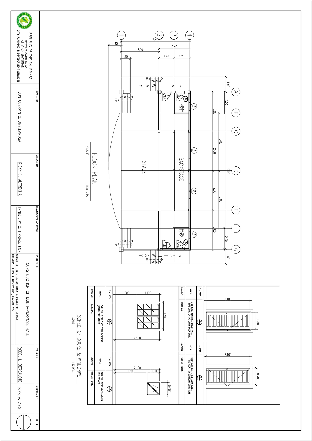 Construction Plans for Multi-Purpose Hall - Project No. 2025 - Studocu