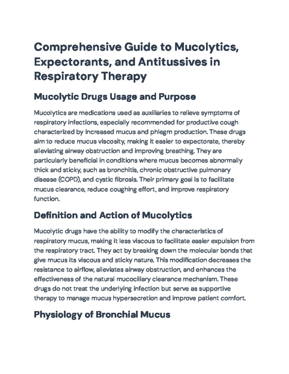 Comprehensive Guide to Mucolytics, Expectorants & Antitussives in ...