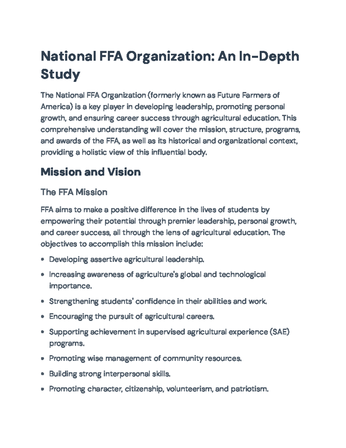 National FFA Organization Overview and Educational Framework - National ...