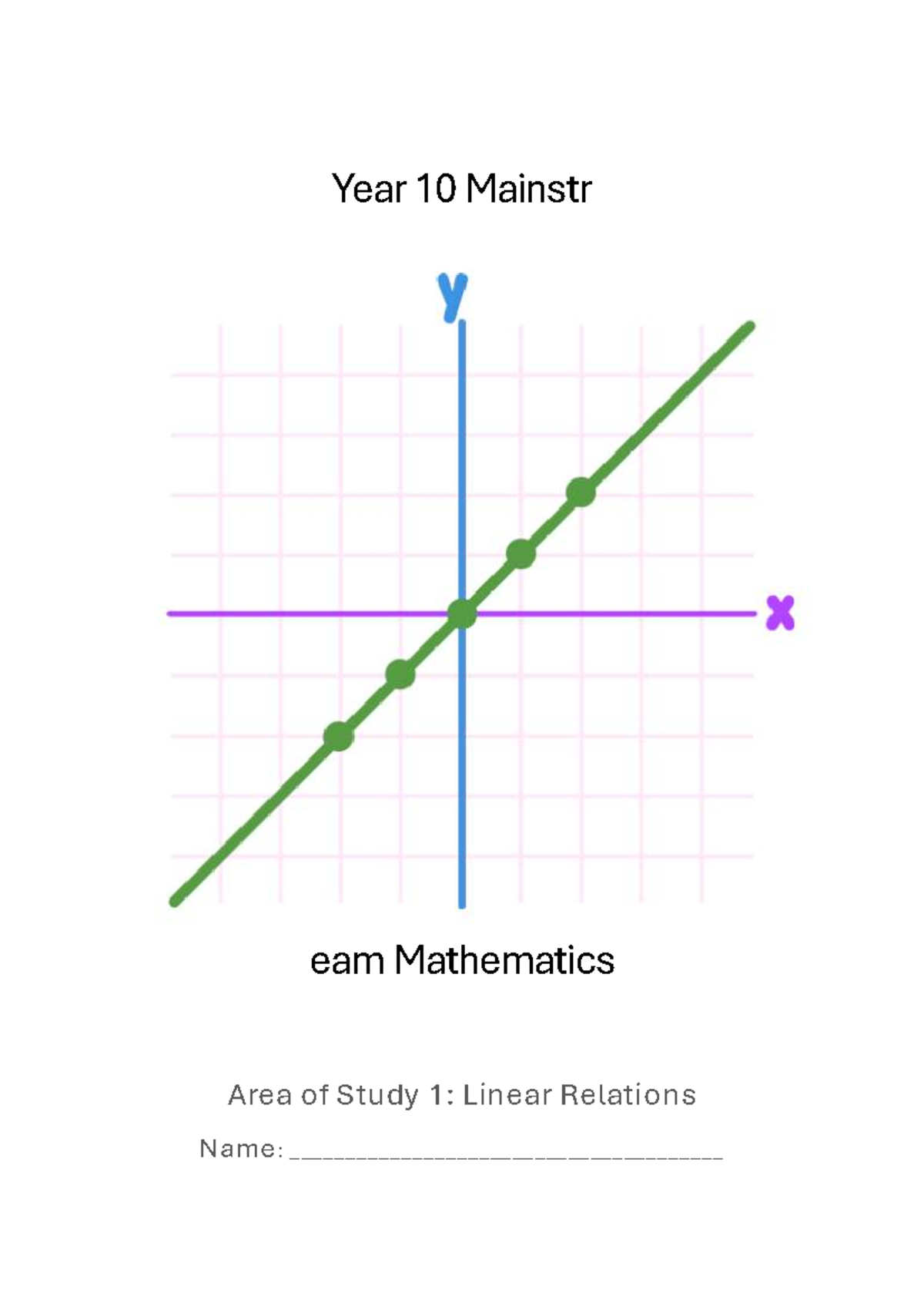 Year 10 Mainstream Maths: Area of Study 1 - Linear Relations Guide ...