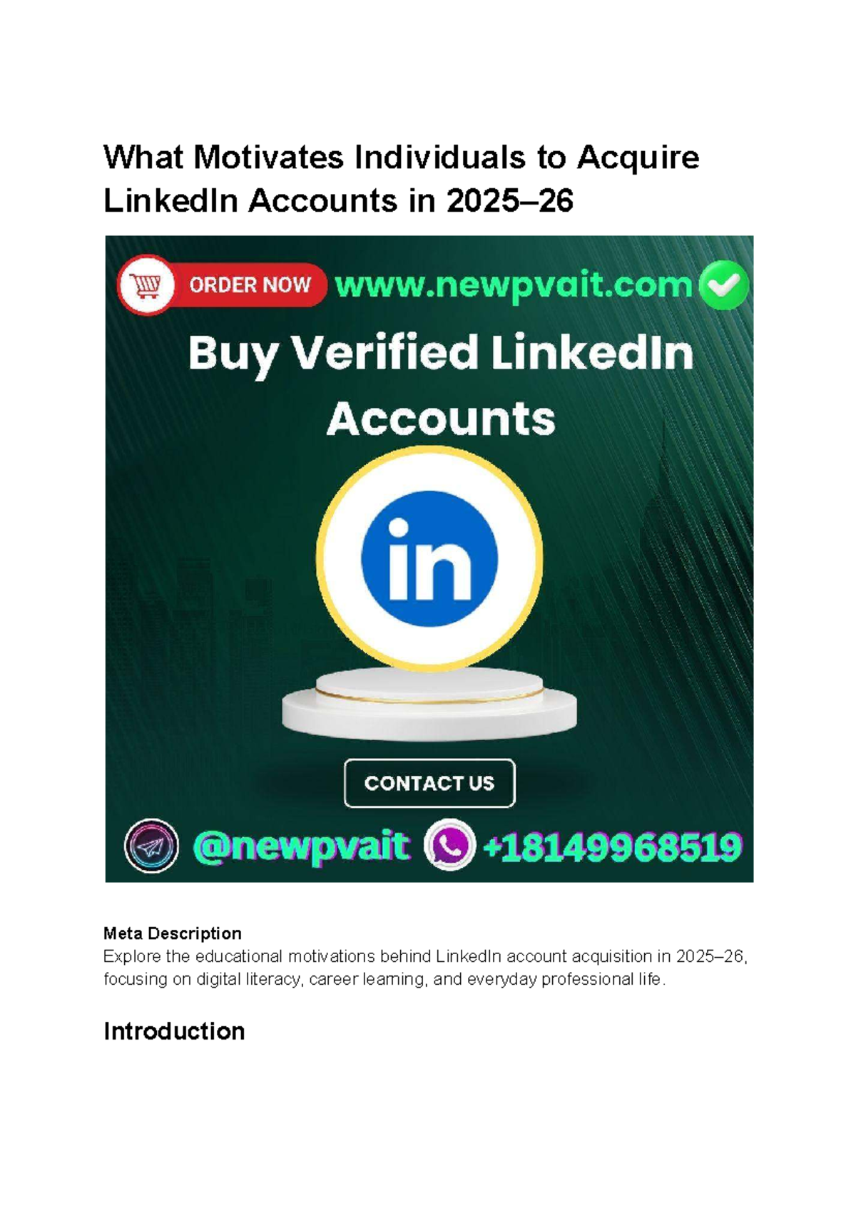 Exploring Educational Motivations for LinkedIn Accounts in 2025-26 ...