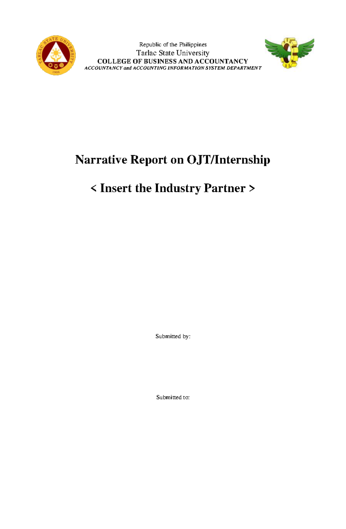 OJT Narrative Report Format for BS ACCOUNTING 2022 - Studocu