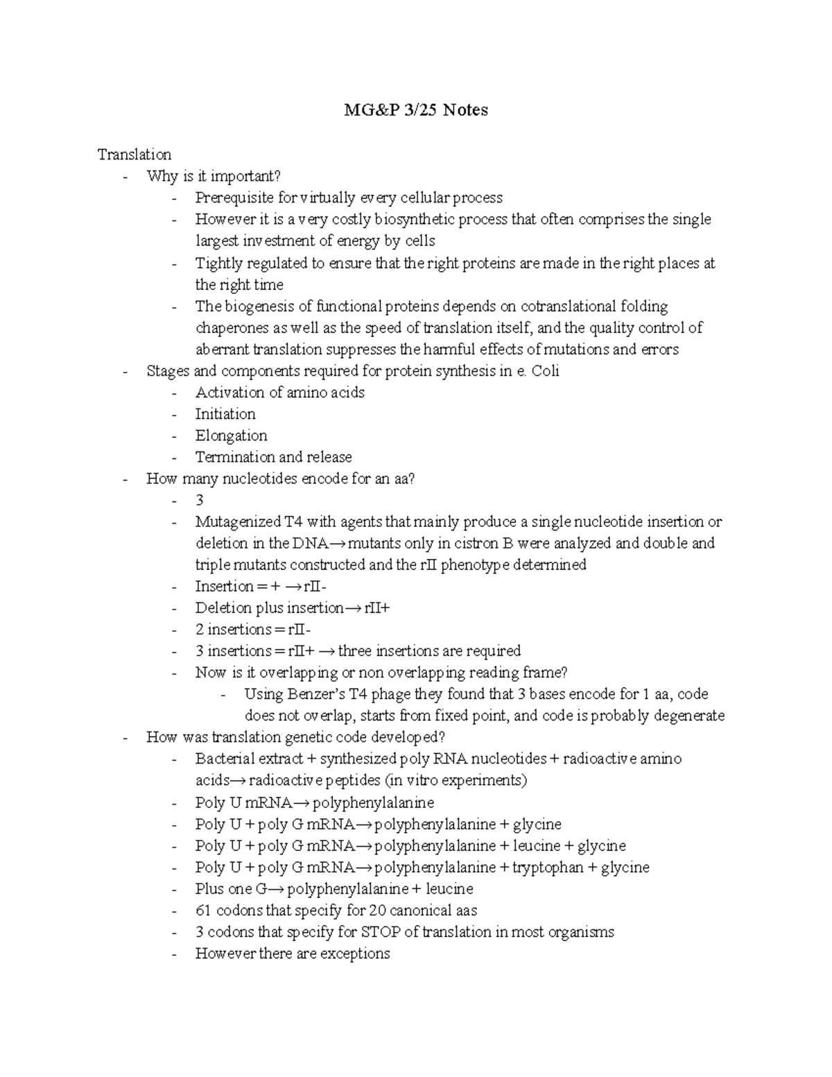MG&P 3/25 Final Exam Notes on Translation Process - MG&P 3/25 Notes ...