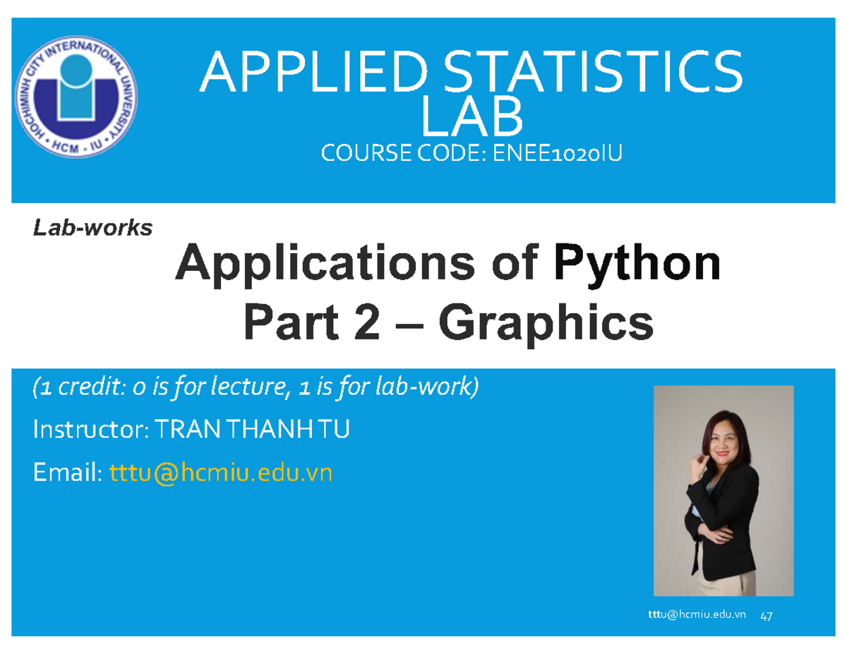 APPLIED STATISTICS LAB ENEE1020IU: Python Graphics Techniques - Studocu