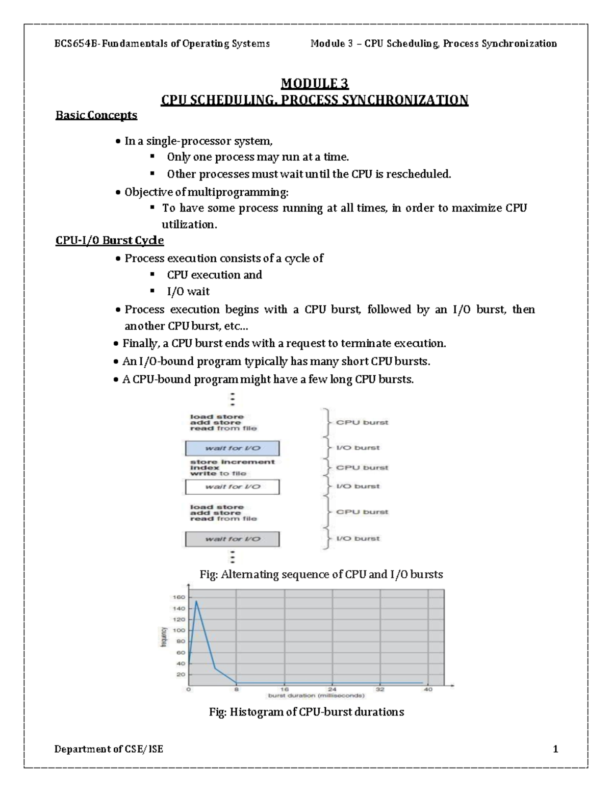 FOS Module 3 - CPU Scheduling & Process Synchronization Notes - Studocu