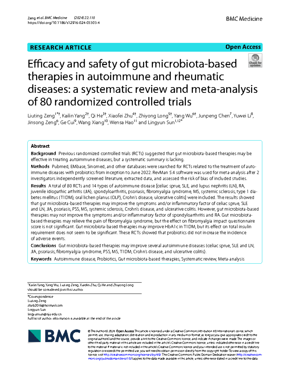 Efficacy of Gut Therapies in Autoimmune Diseases: A Systematic Review ...