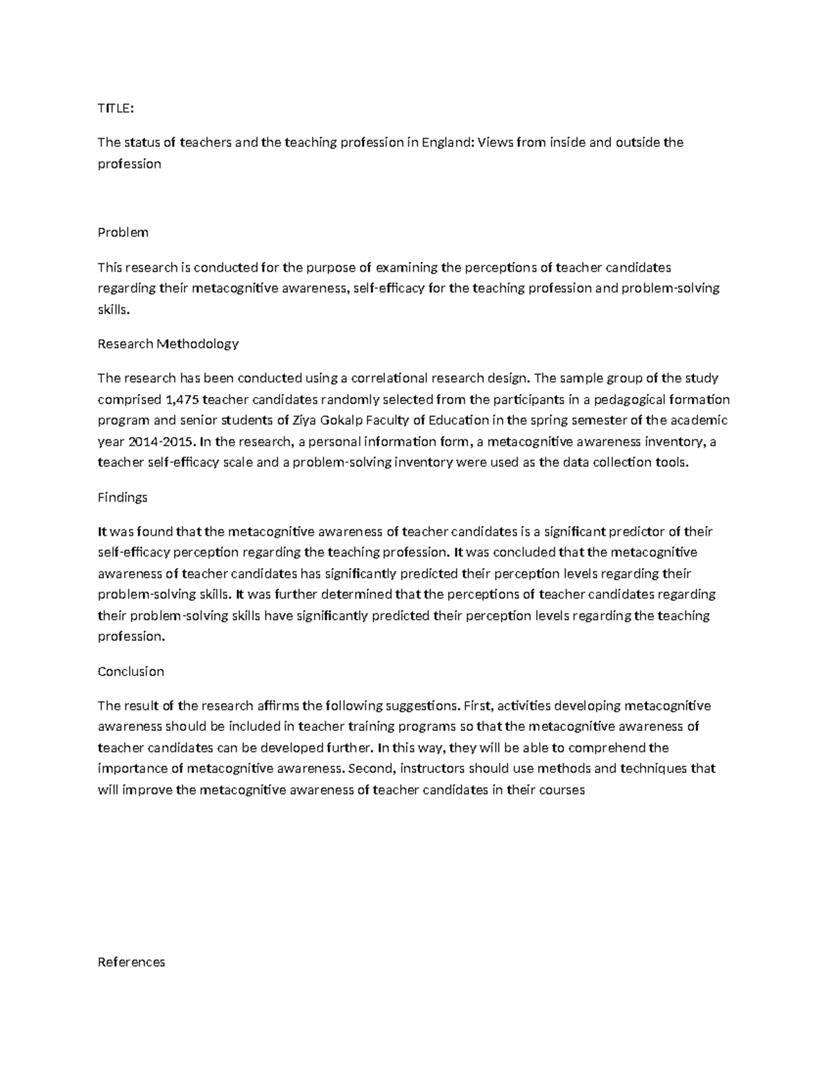 Ram - reporting - TITLE: The status of teachers and the teaching ...