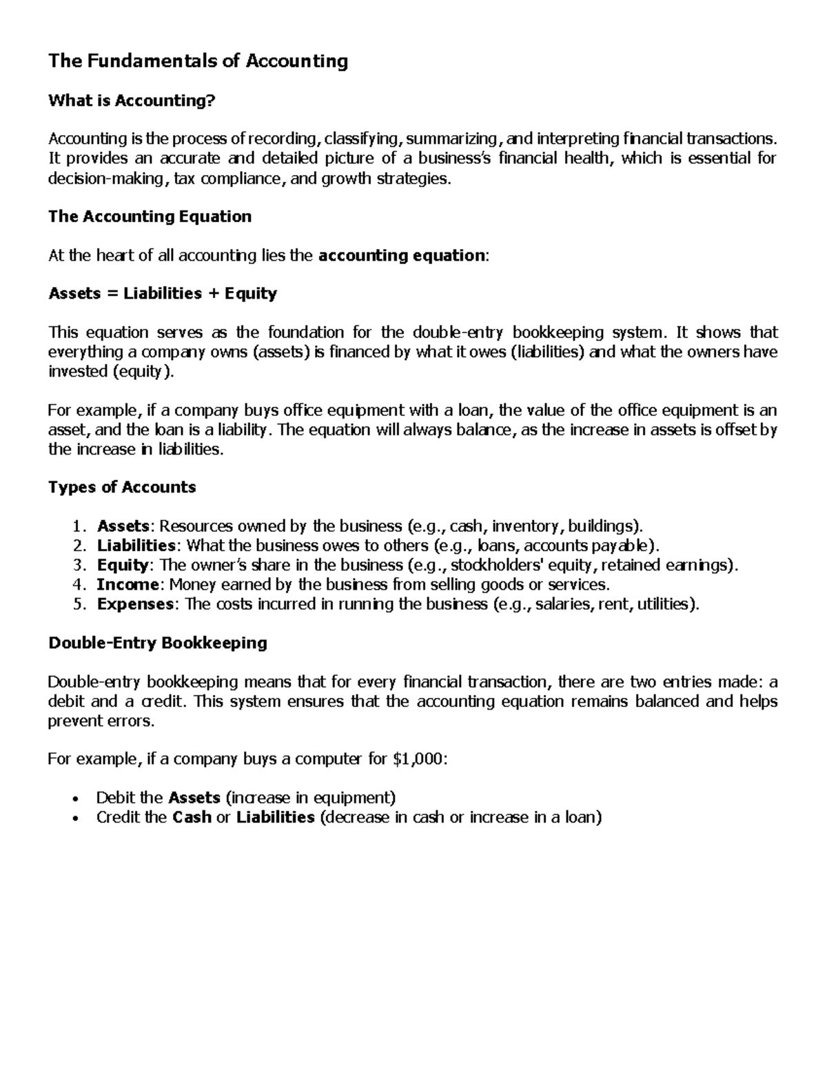 Fundamentals of Accounting: Key Concepts & Principles Explained - Studocu