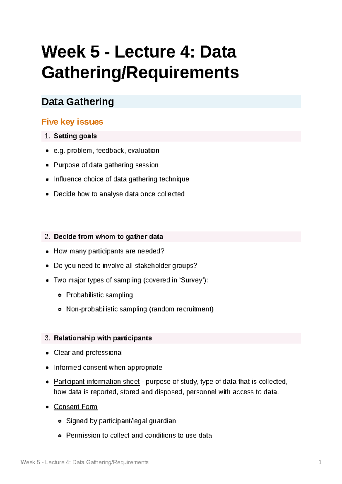 Lecture 4 Data Gathering Requirements - Week 5 - Lecture 4: Data ...