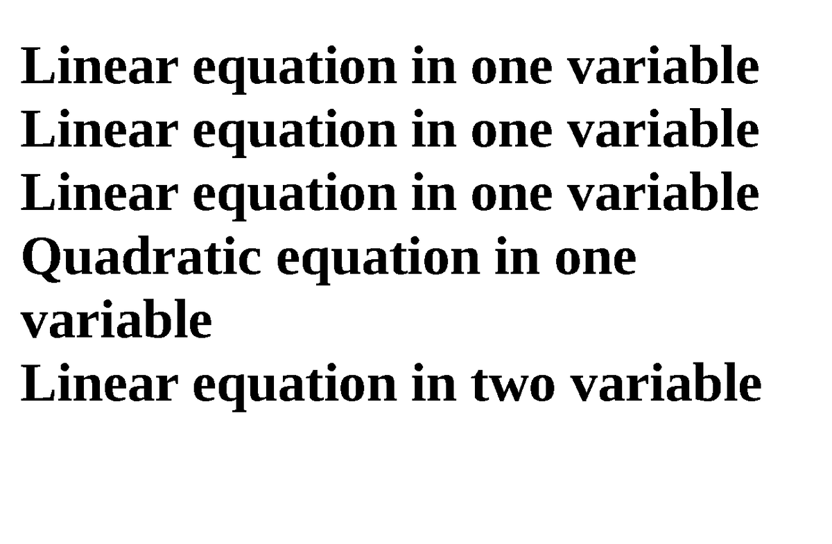 Linear equation - Math 7 - Linear Algebra - Linear equation in one variable Linear equation in ...