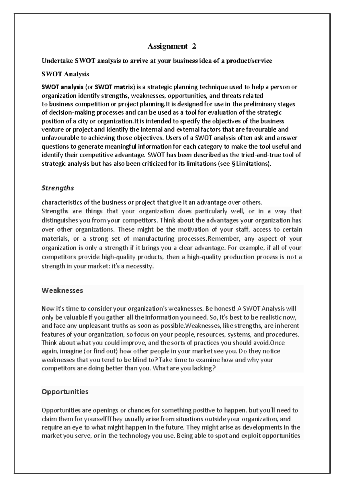 Assignment-2 - Operating system notes - Assignment 2 Undertake SWOT ...