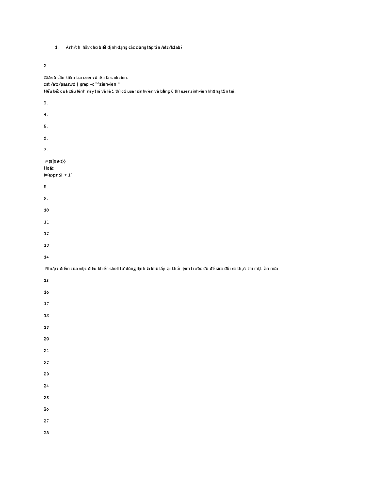 Unix - dtu: Kiểm Tra User và Điều Khiển Shell từ Dòng Lệnh - Studocu