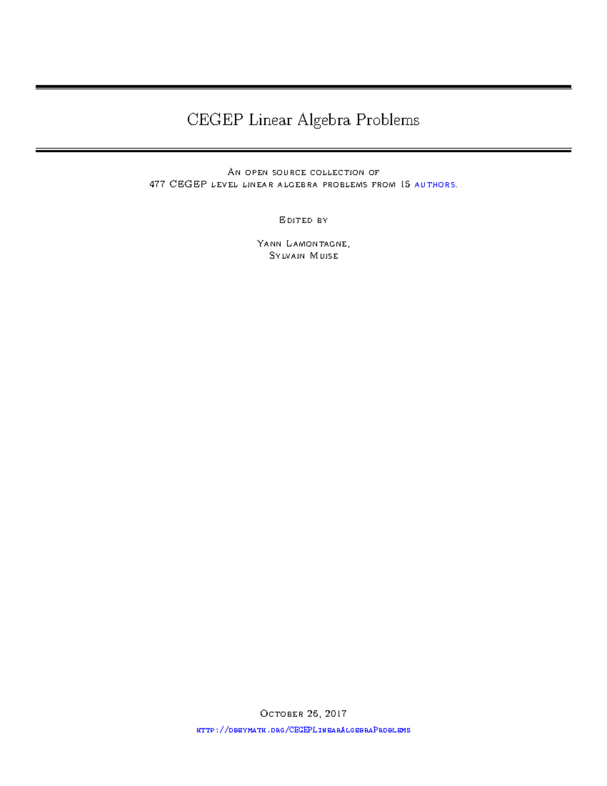 CEGEP Linear Algebra Problems: Comprehensive Exercises Collection - Studocu