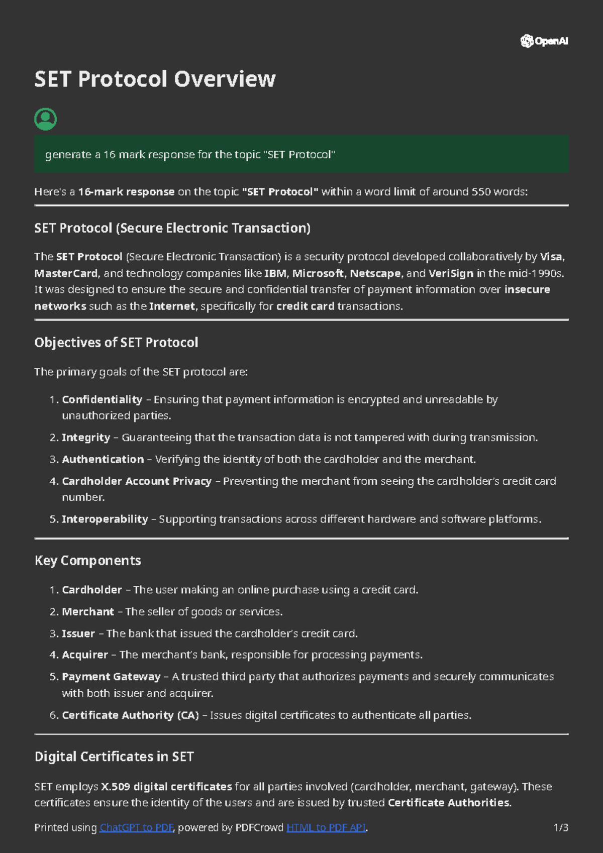 SET Protocol Overview: Secure Electronic Transactions Explained (2024-2025) - Studocu
