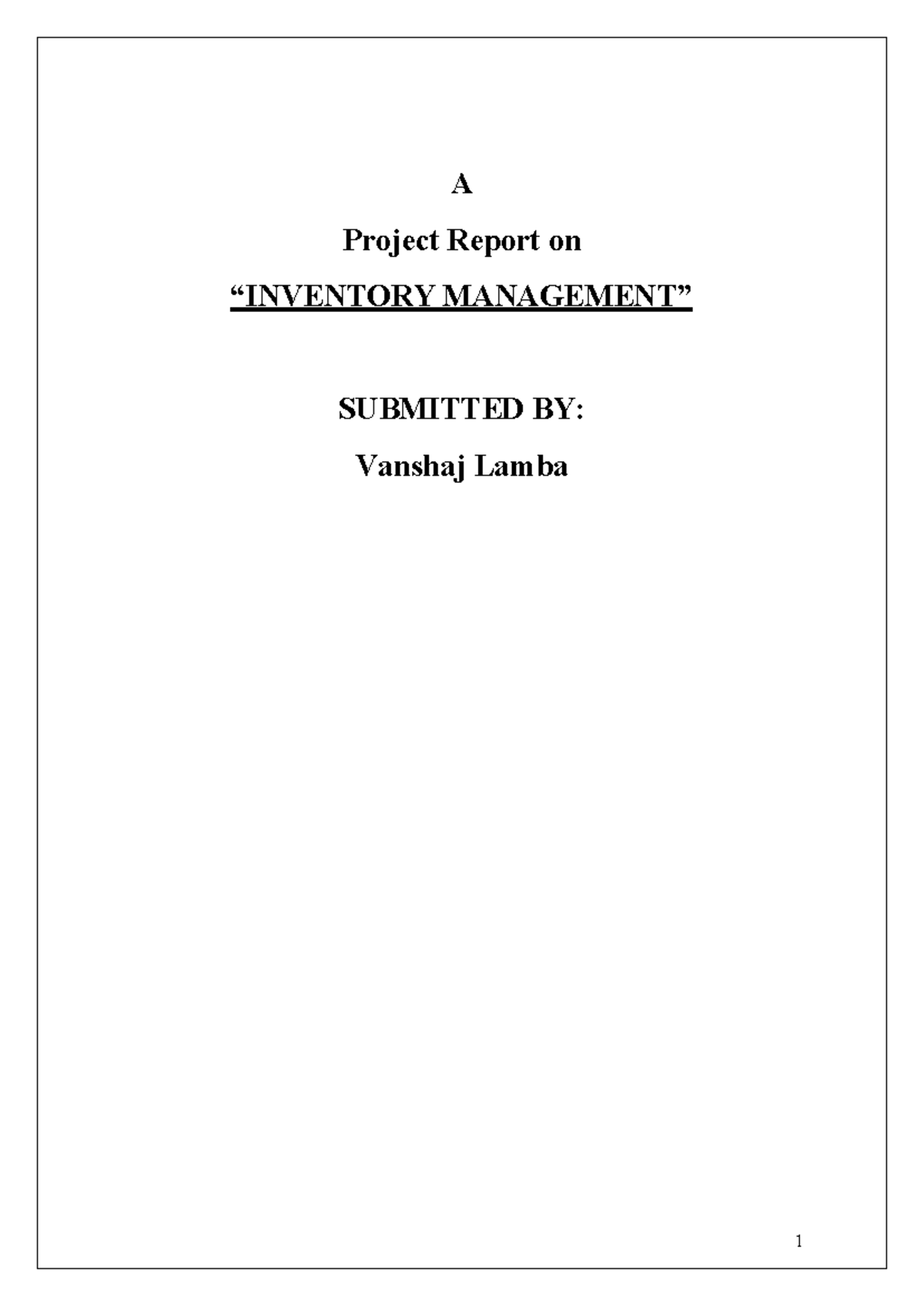 Inventory Management Project Report: Insights from Siemens - Studocu