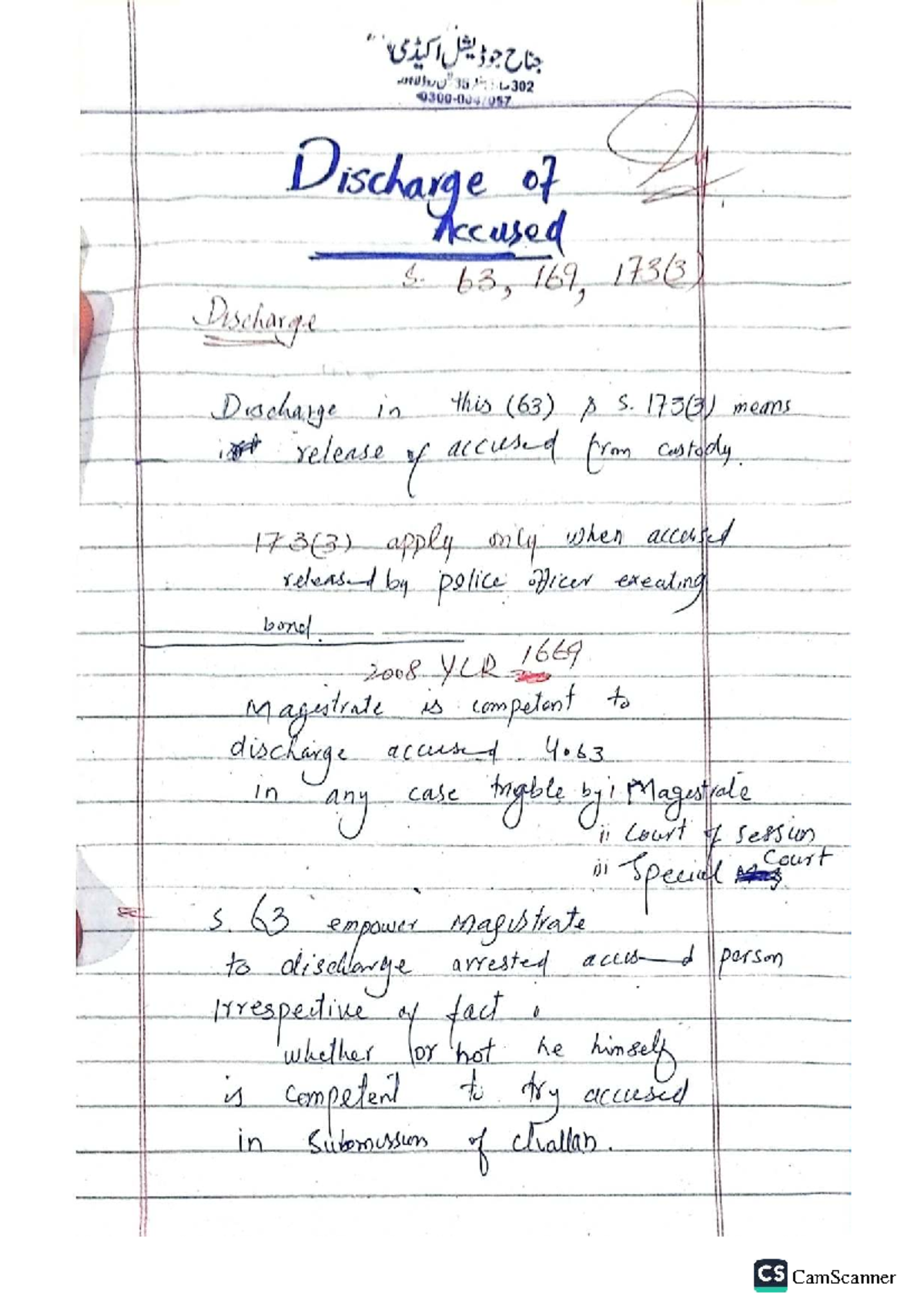 Discharge of Accused Under S. 63, 169, 173(3) Cr.P.C. Analysis - Studocu