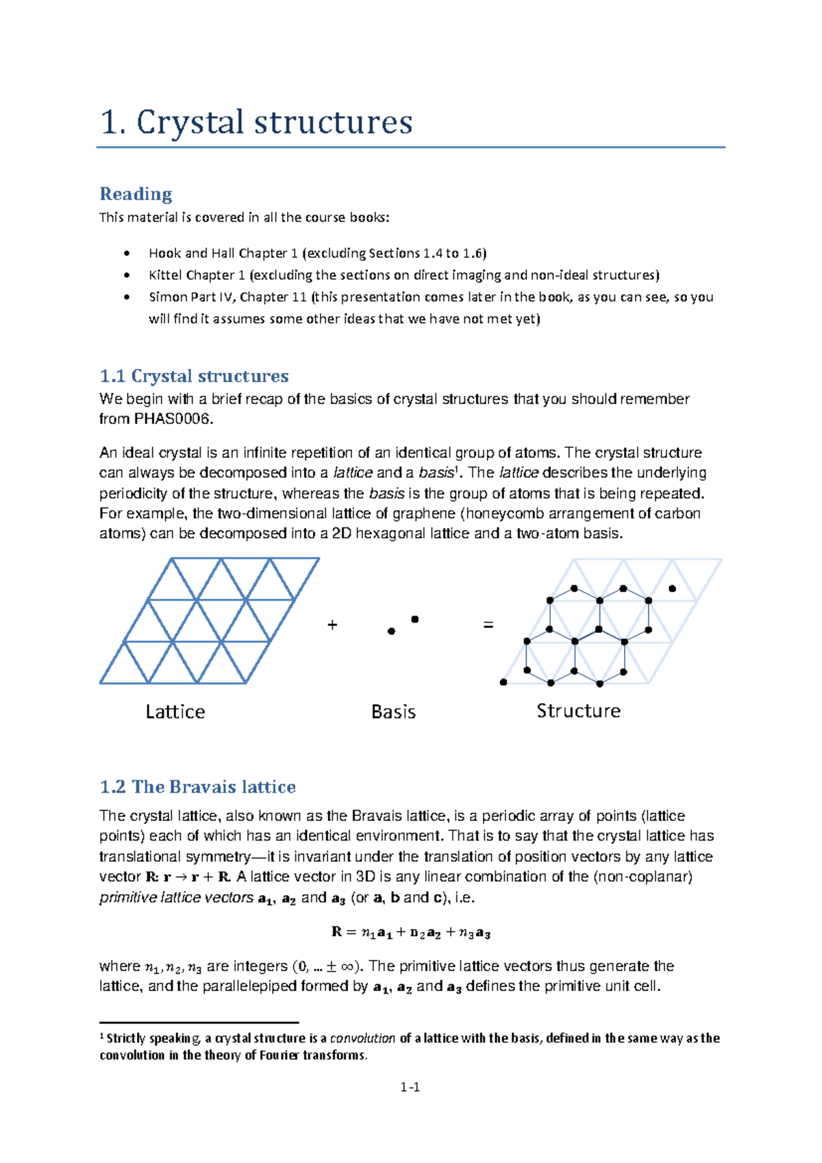 01-Crystal structures - 1. Crystal structures Reading This material is ...