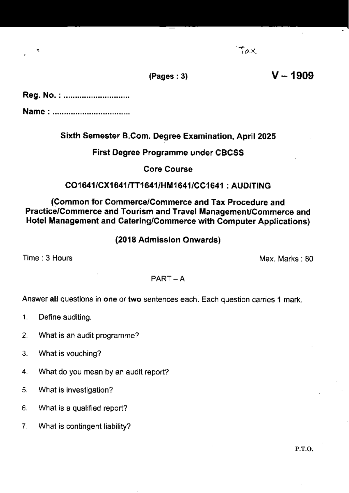 BCOM 641 Tax & Auditing Notes - Sixth Semester Exam Prep 2025 - Studocu