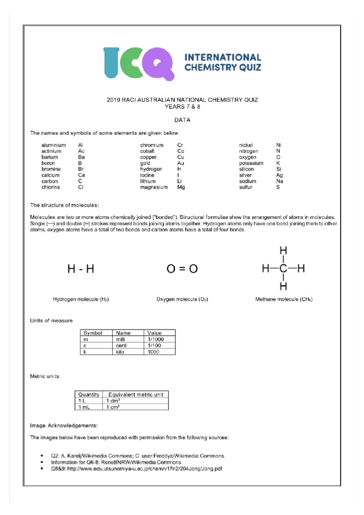 INTERNATIONAL CHEMISTRY QUIZ 2019 RACI PRACTICE QUESTIONS - Studocu