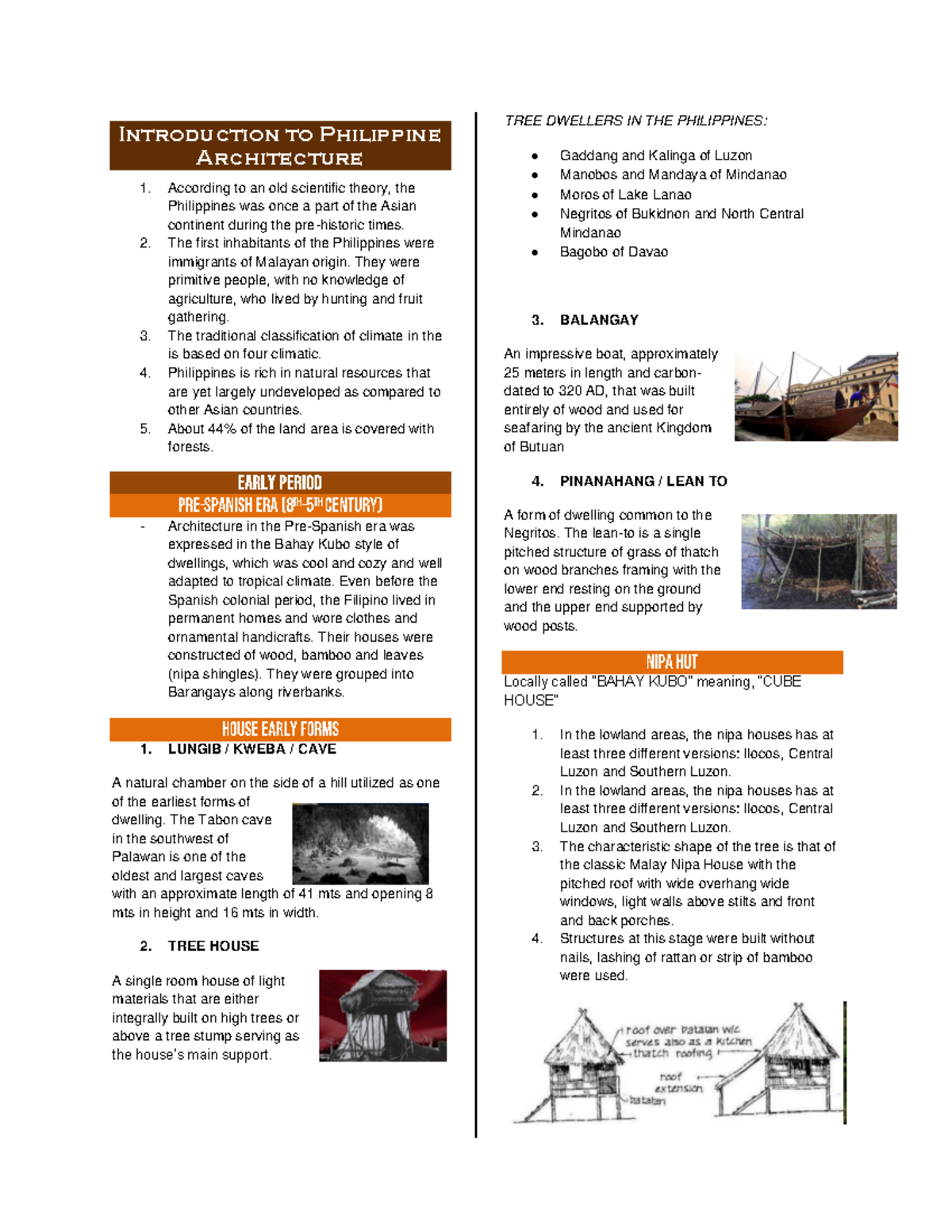 HOA4 - REV - Philippine Indigenous Architecture Study Guide - Studocu