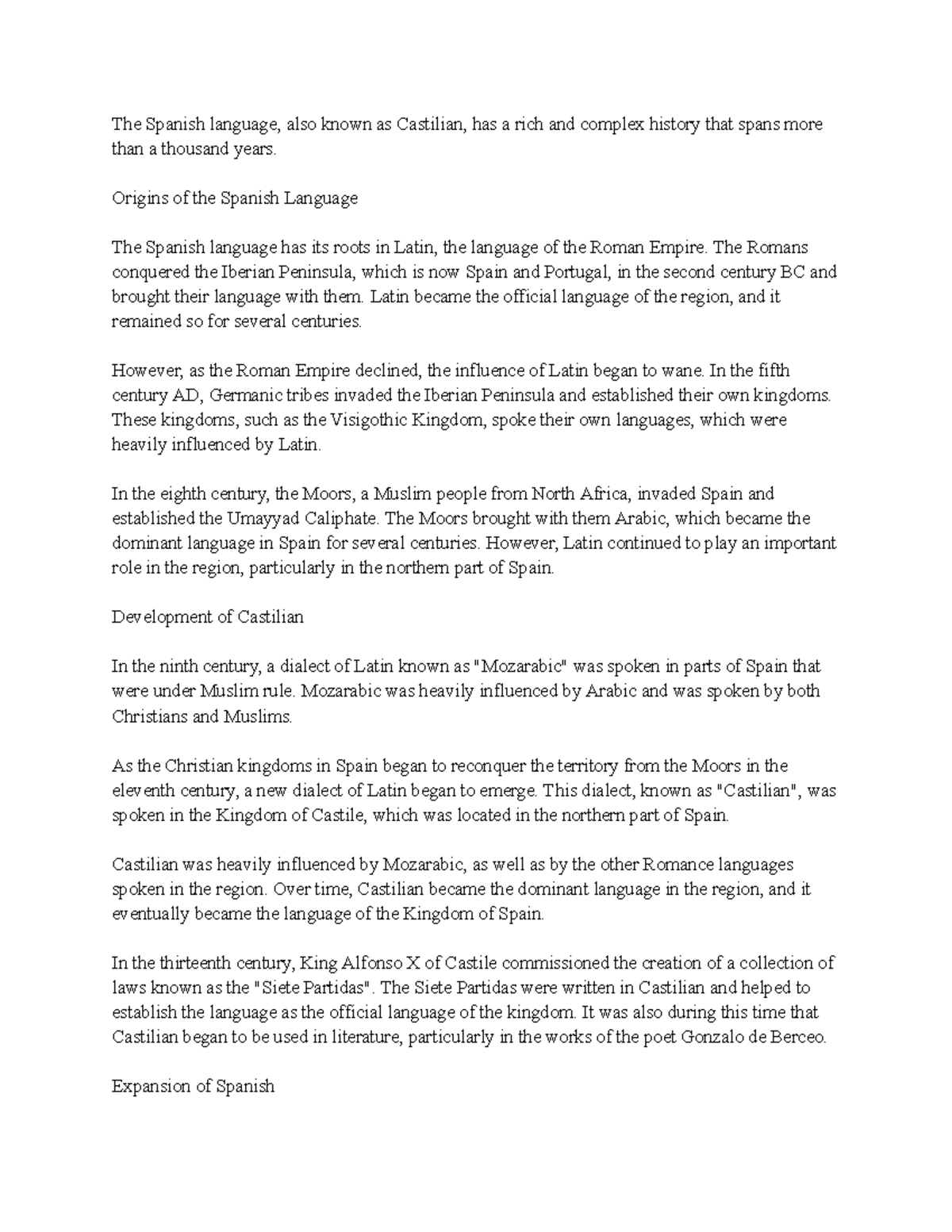 Spanish Language Evolution: From Latin Roots to Modern Castilian - Studocu