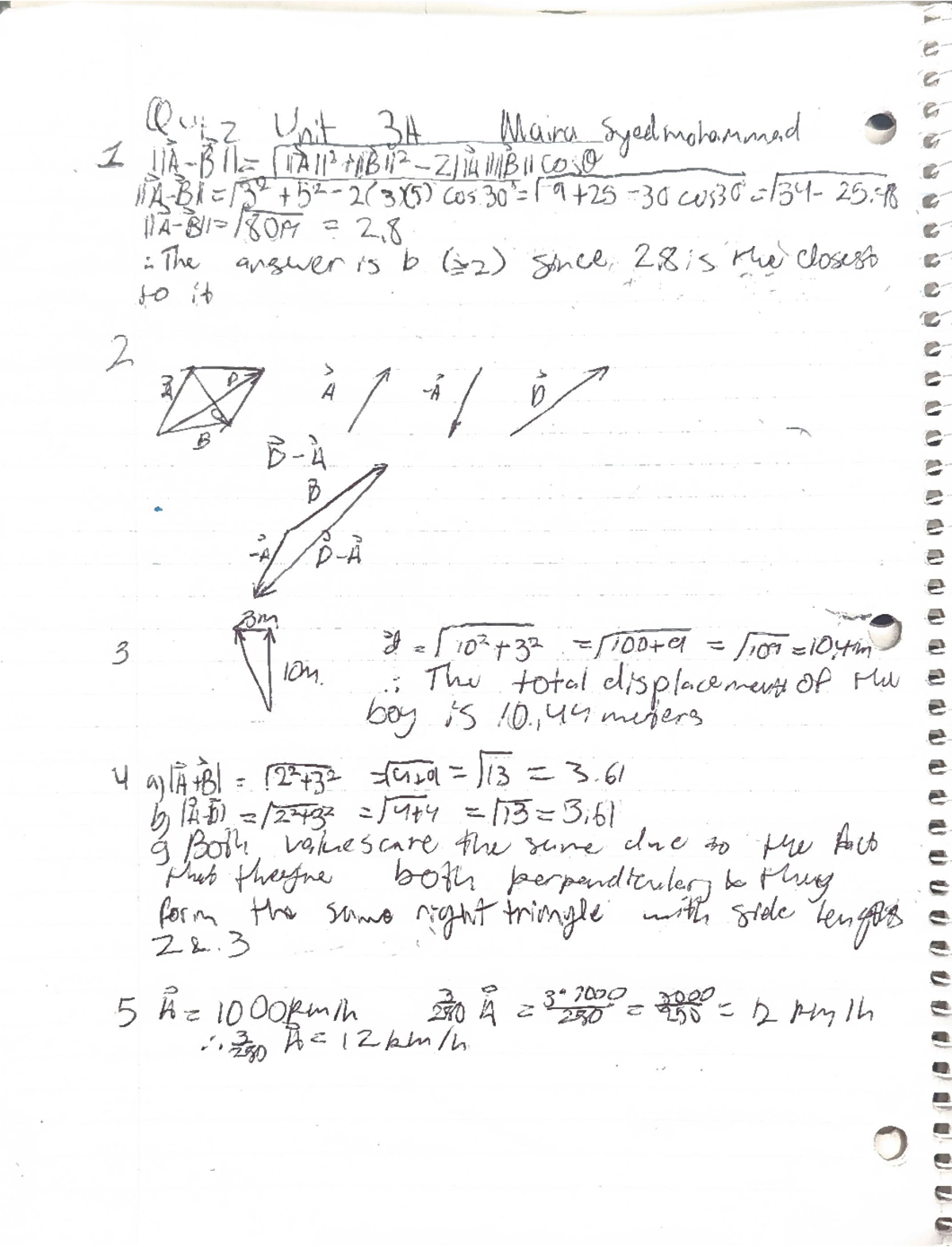 MCV4u-unit3a-quiz - Vectors unit 4 test - Quizz Unit 34 Maira Syed ...