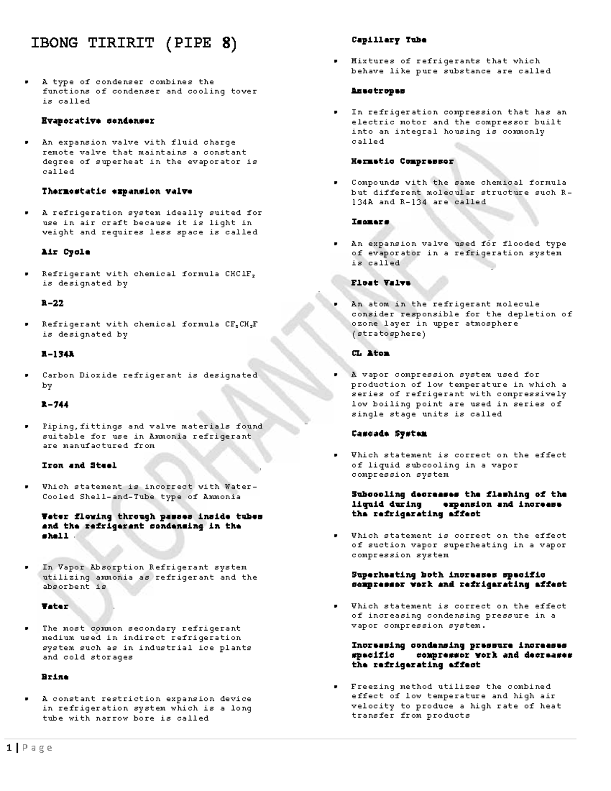 IBONG TIRIRIT (PIPE 8) Refrigeration Systems and Principles Overview ...