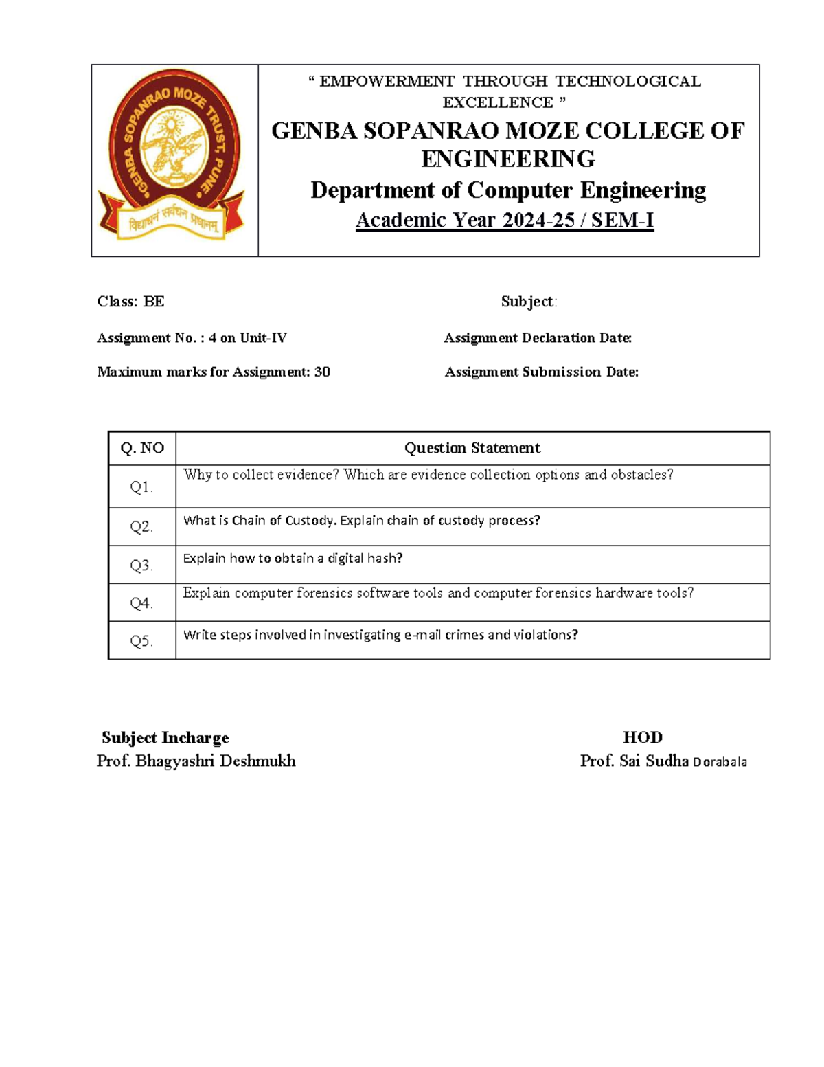 CSDF Assignment No. 4: Evidence Collection & Forensics Tools Analysis - Studocu