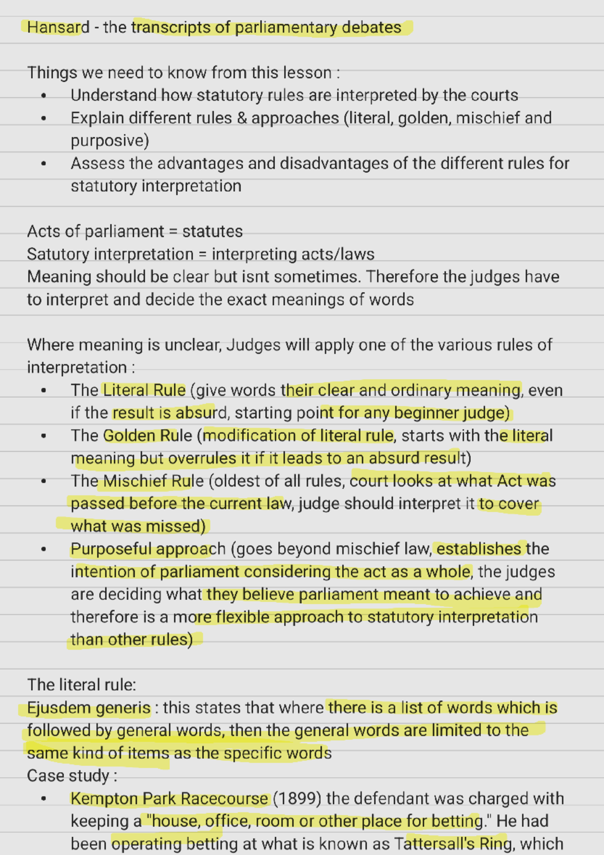 Statutory Interpretation: Key Rules and Case Studies (LAW 101) - Studocu