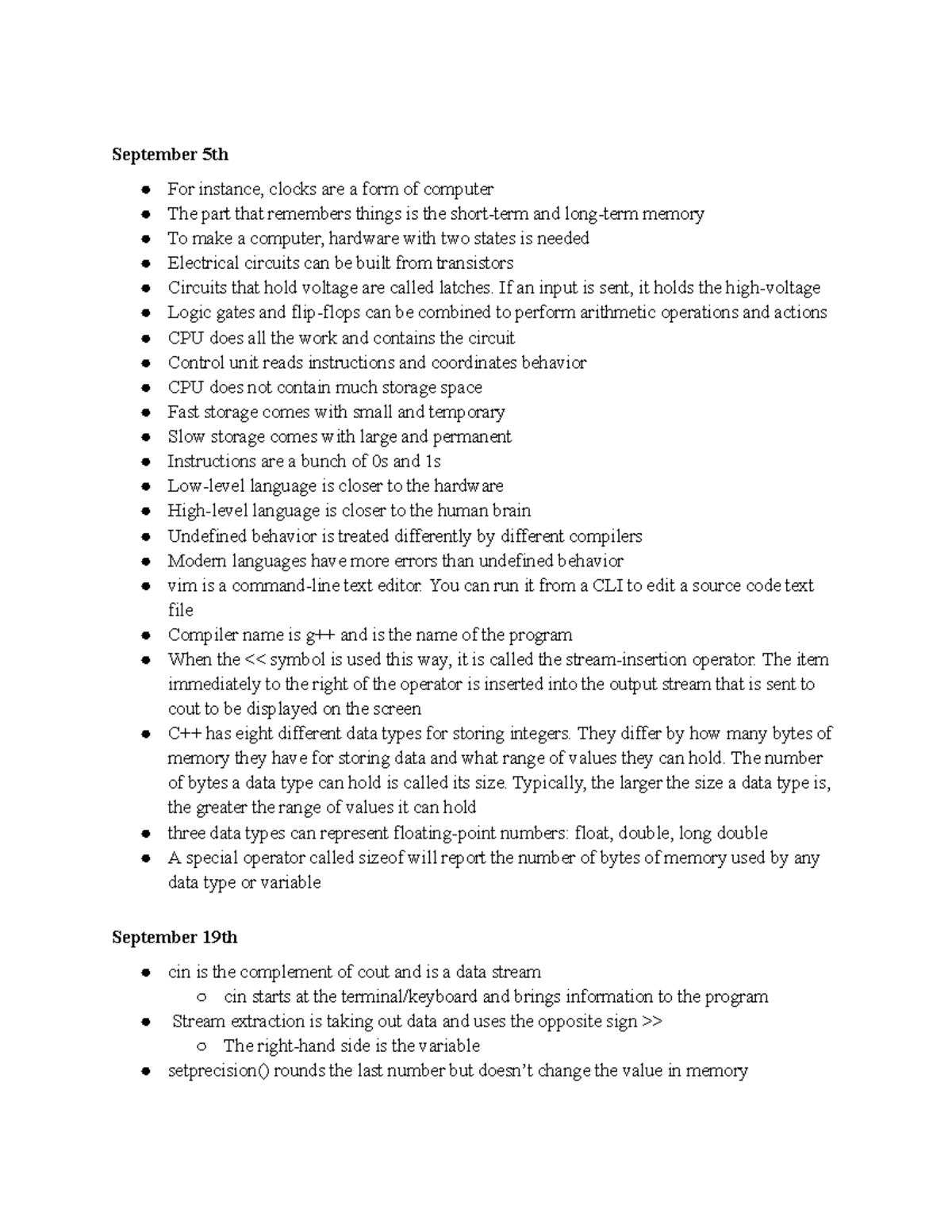 Cosc 1020 Notes September 5th For Instance Clocks Are A Form Of Computer The Part That