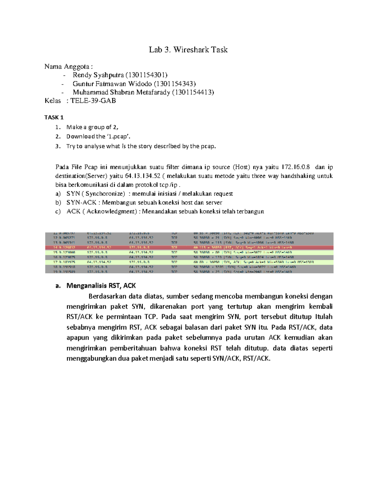 Lab 3 Wireshark Task Tugas Mk Forensic Lab 3 Wireshark Task Nama