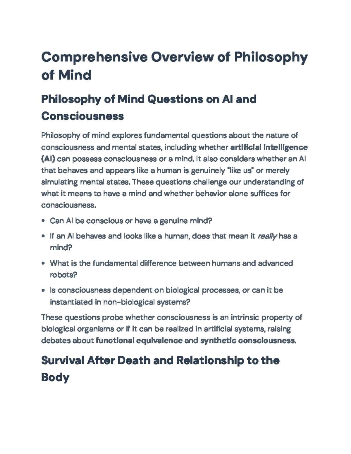 PHIL 101: Comprehensive Overview of Philosophy of Mind & Consciousness ...