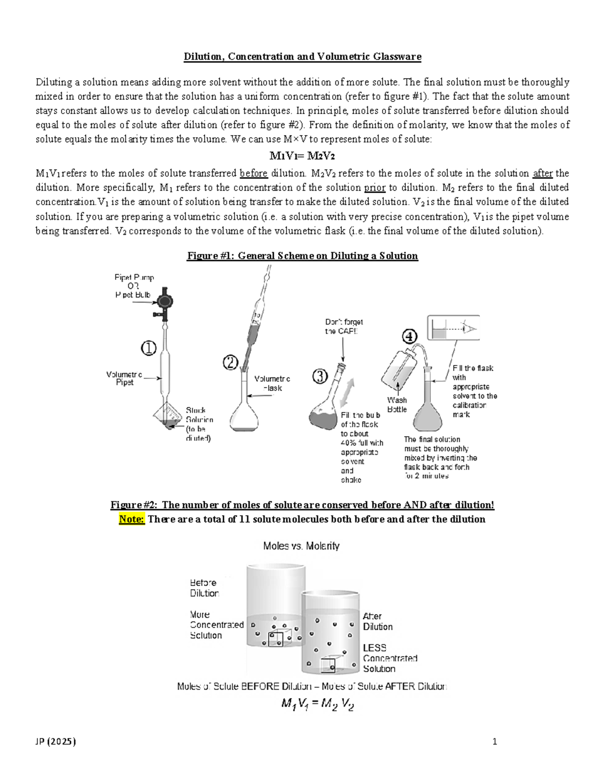 Dilution and Concentration Techniques in Volumetric Glassware (JP 2025 ...