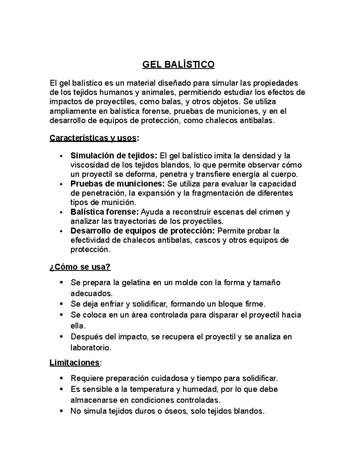 GEL BALÍSTICO Y TRAMPAS GRANULARES: ESTUDIO Y APLICACIONES EN BALÍSTICA ...