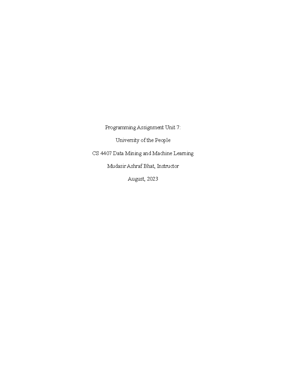 CS 4407 Programming Assignment Unit 7: Neural Network for Pattern ...