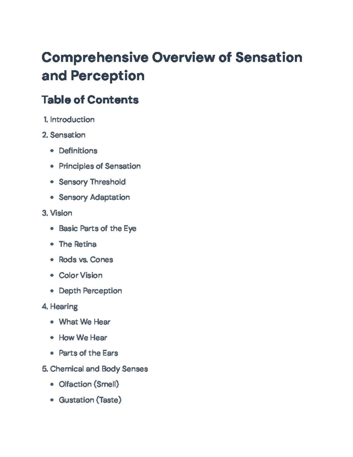 Sensation and Perception Overview: Concepts and Mechanisms ...