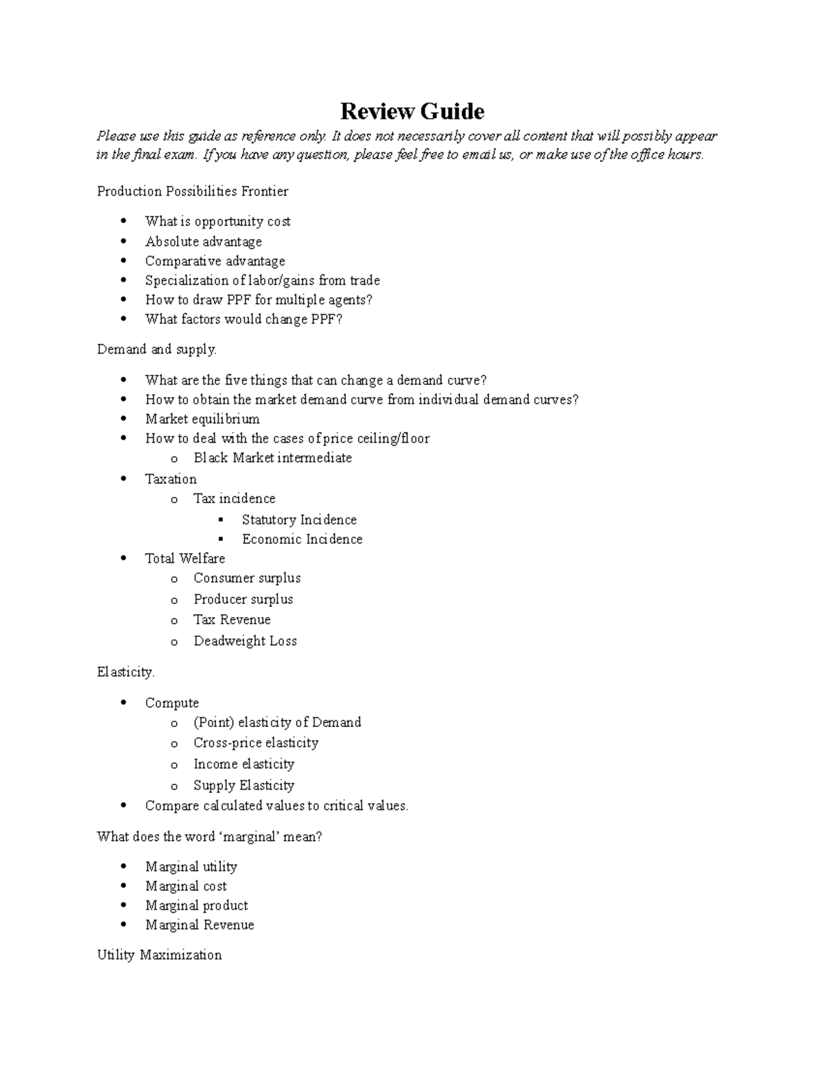 Reviewsheet - final review sheet - Review Guide Please use this guide ...