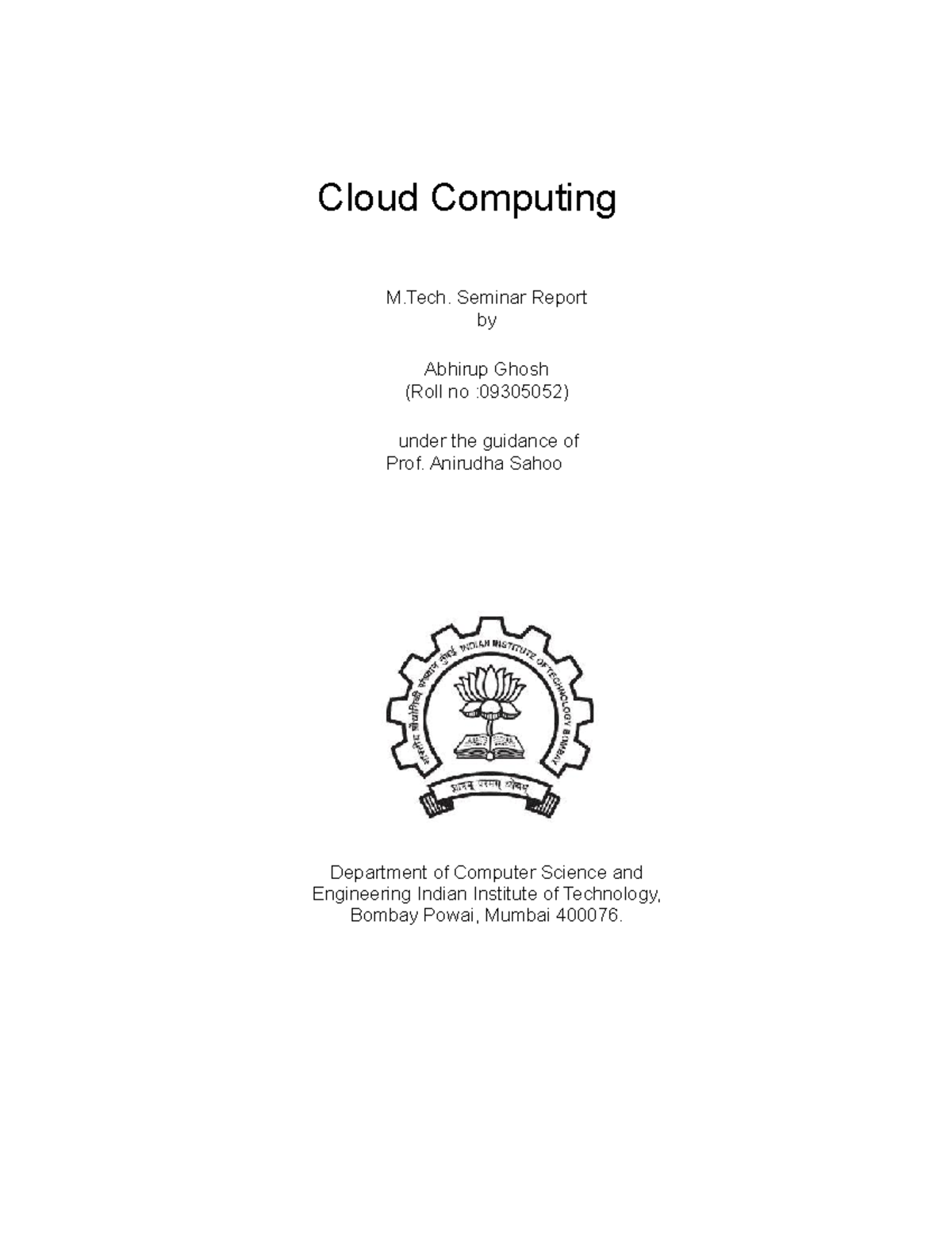 Cloud Computing M.Tech Final Report: Understanding and Applications - Studocu