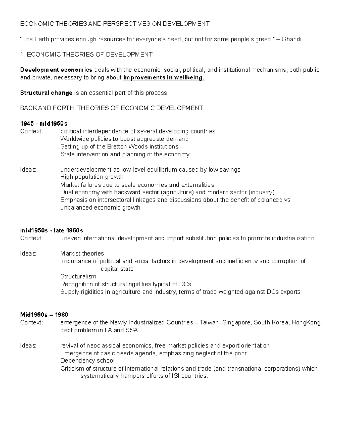 ECON DEV 1 - Theories and Policies of Economic Development - Studocu