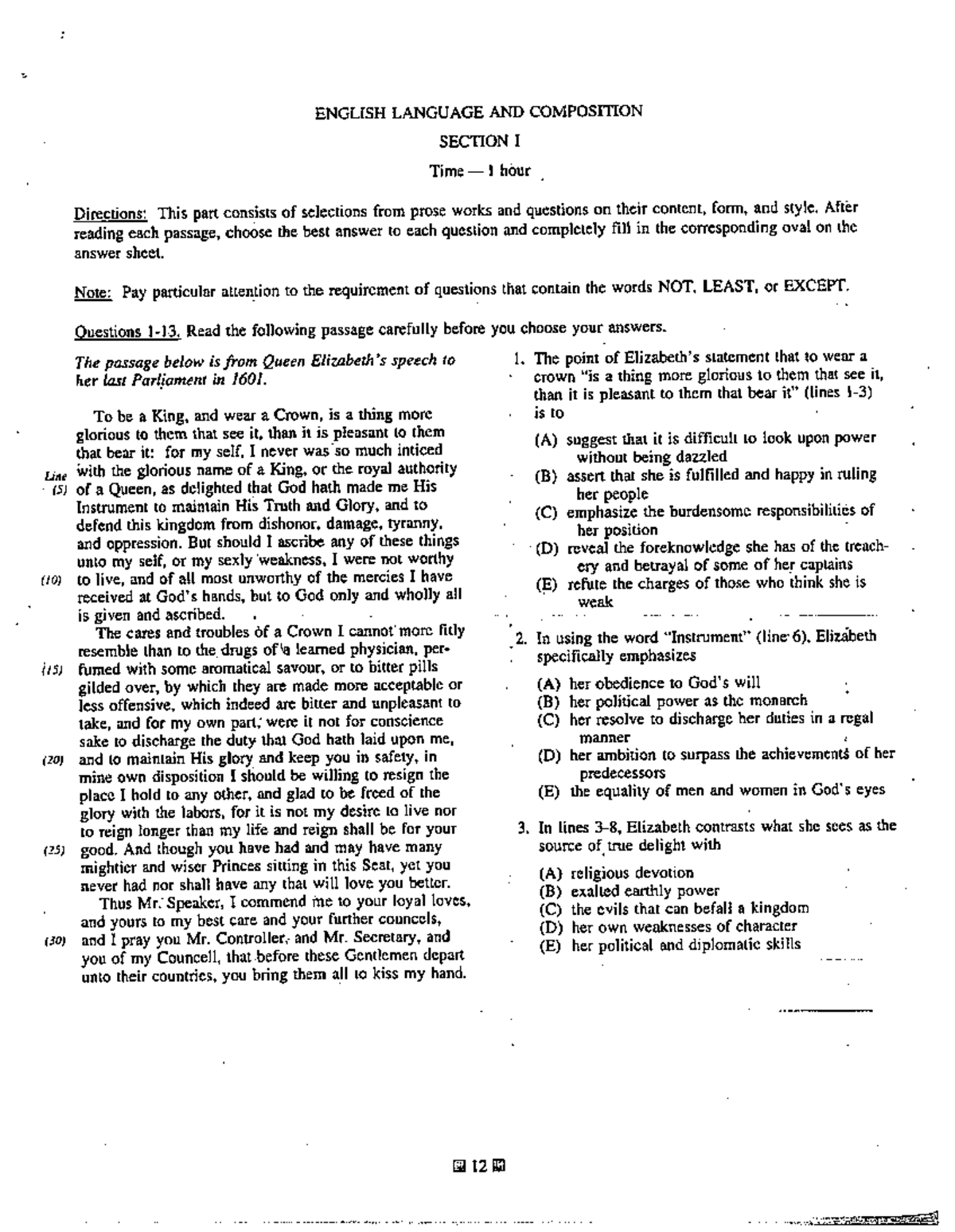 AP Lang: 1996 Exam Review and Answer Key - Studocu