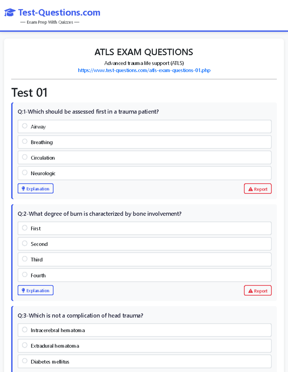 ATLS Exam Prep: Comprehensive Quiz Questions and Answers - Studocu